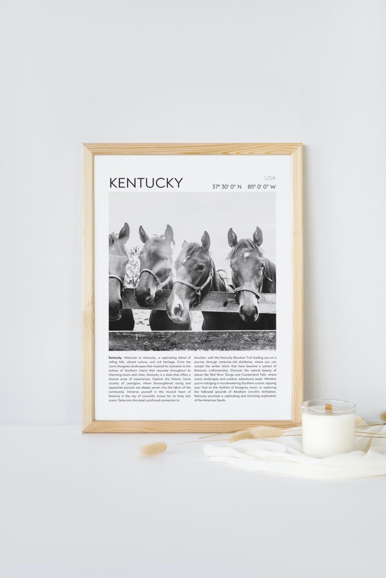 Kentucky Black and White Digital Print, Vintage Wall Art, Travel Black ...