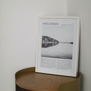 Wisconsin Black and White Digital Print, Vintage Wall Art, Travel Black ...