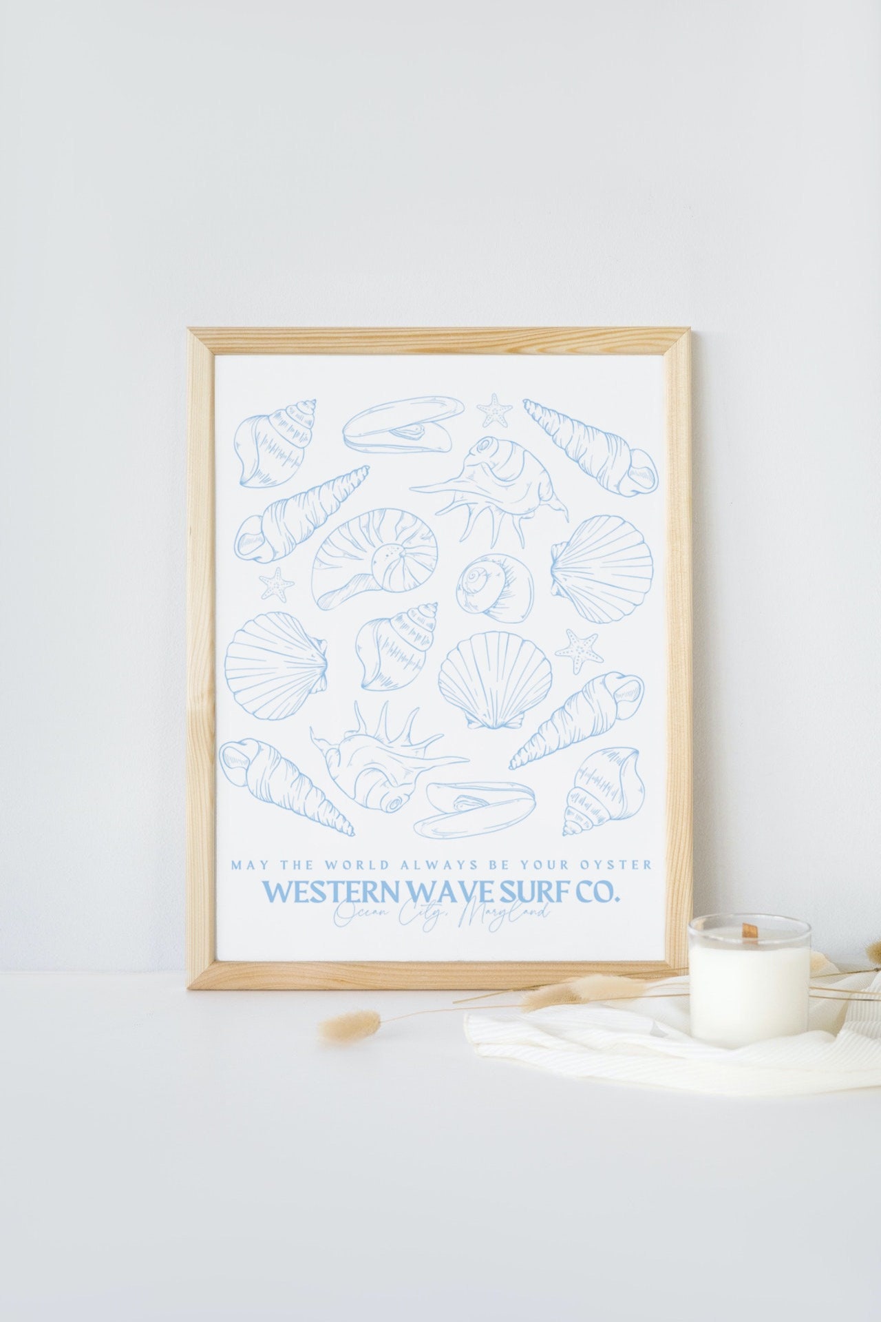 The World is Your Oyster Print, Western Wave Surf Co, Seashells ...