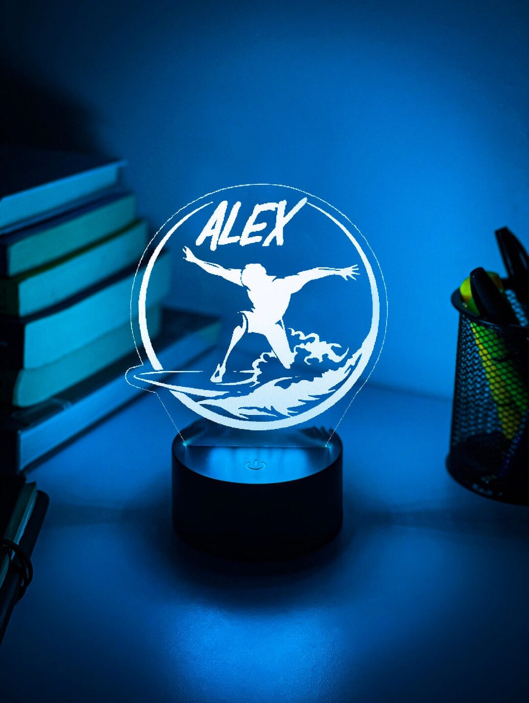 Personalised Surfing Surfer 3D Night Light Gift for Surfers ...