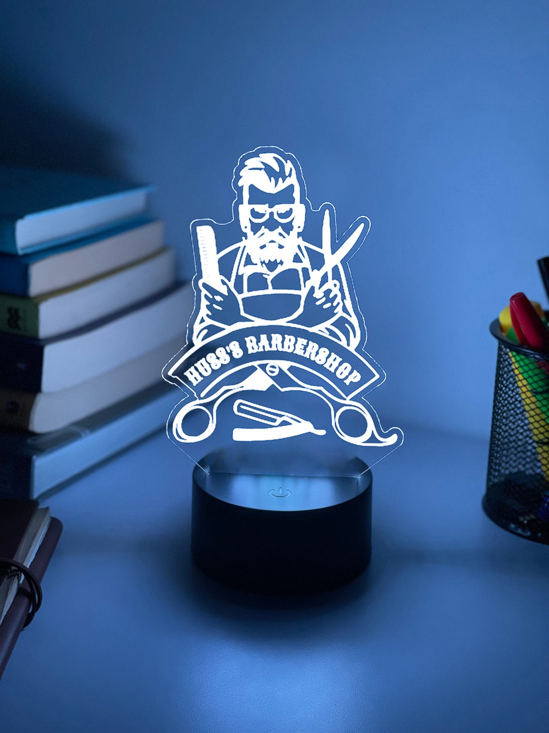 Personalised BARBER 3D Night Light | Gift for Barber | Personalised ...