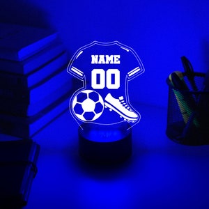 Personalised FOOTBALL SOCCER Jersey 3D Night Light | Gift for Soccer ...