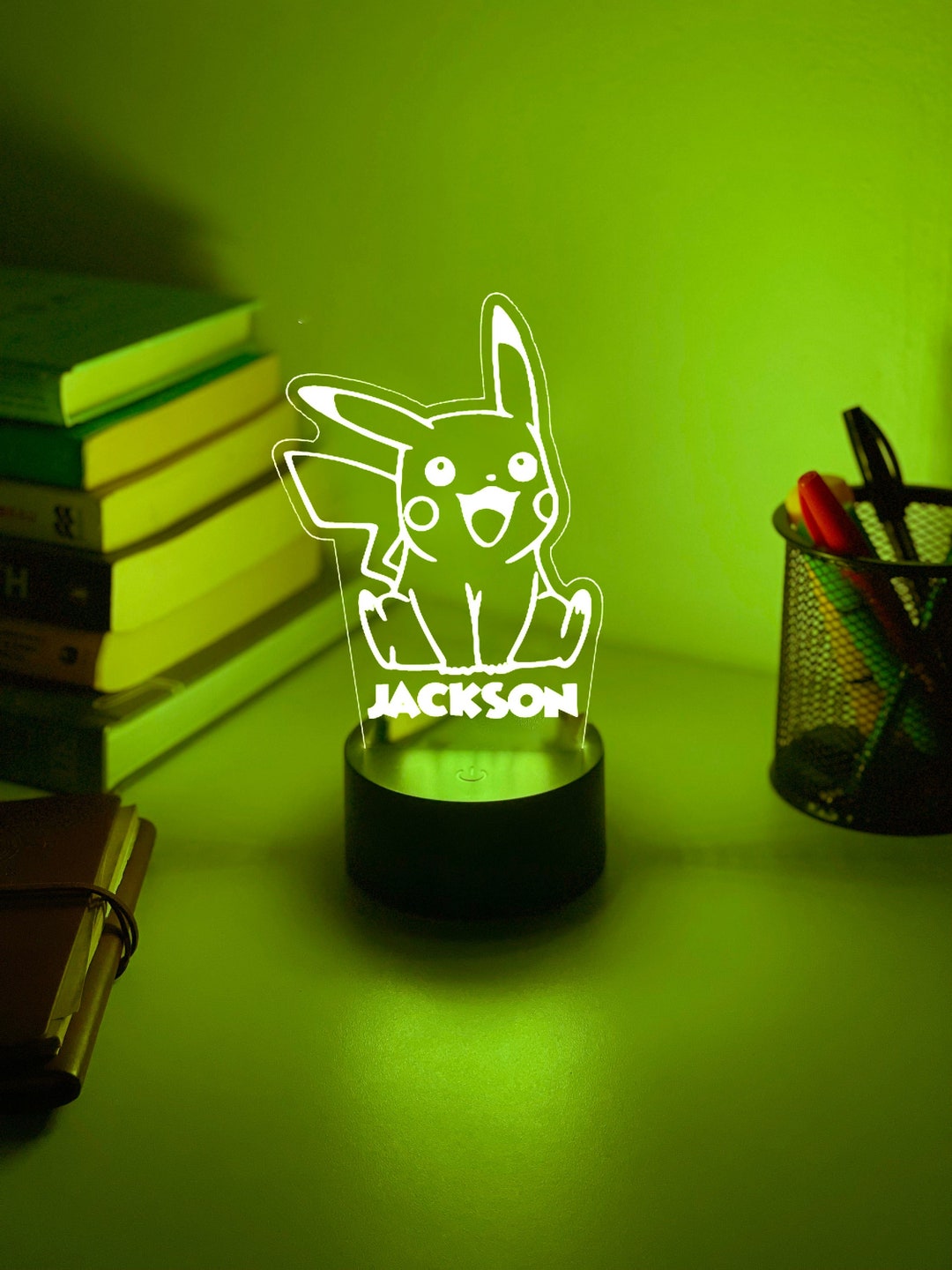 Personalised PIKACHU POKEMON 3D Night Light | Gift for Kids ...