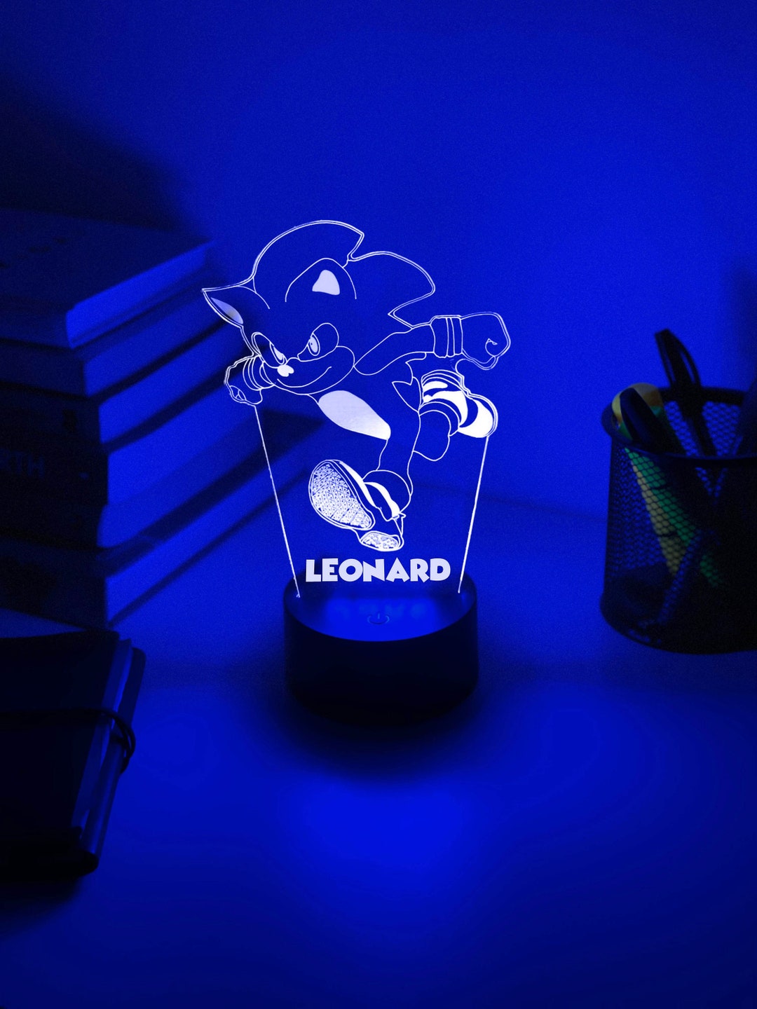 Personalised SONIC the Hedgehog 3D Night Light | Gift for Kids ...
