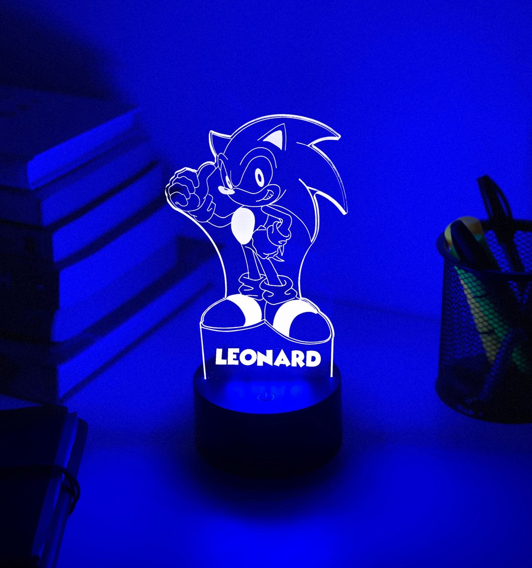 Personalised SONIC the Hedgehog 3D Night Light | Gift for Kids ...