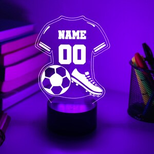 Personalised FOOTBALL SOCCER Jersey 3D Night Light | Gift for Soccer ...