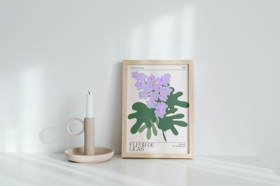 FLEUR DE LILAS Poster Colorful Lilac Print Abstract Floral Print ...