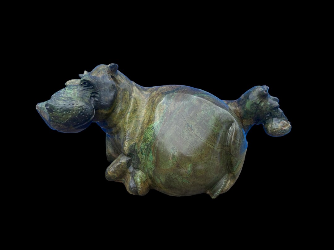Verdite Stone Hippo Sculpture: Mother and Baby Carving - Etsy
