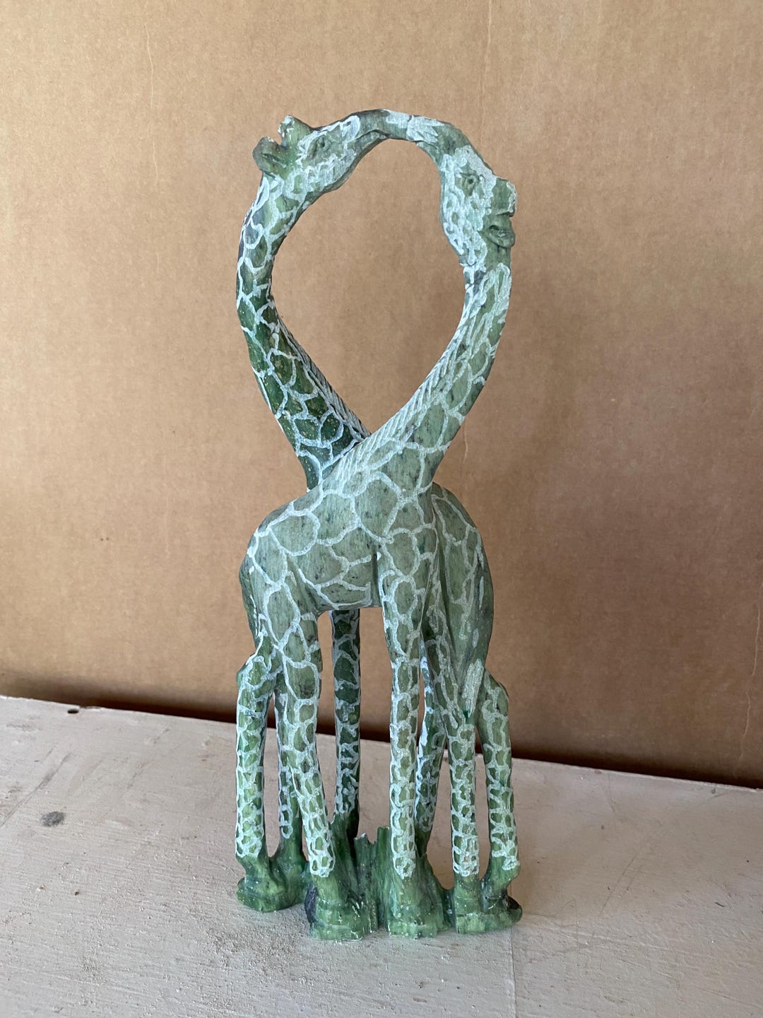 Serpentine Stone Kissing Giraffe Sculpture - Etsy