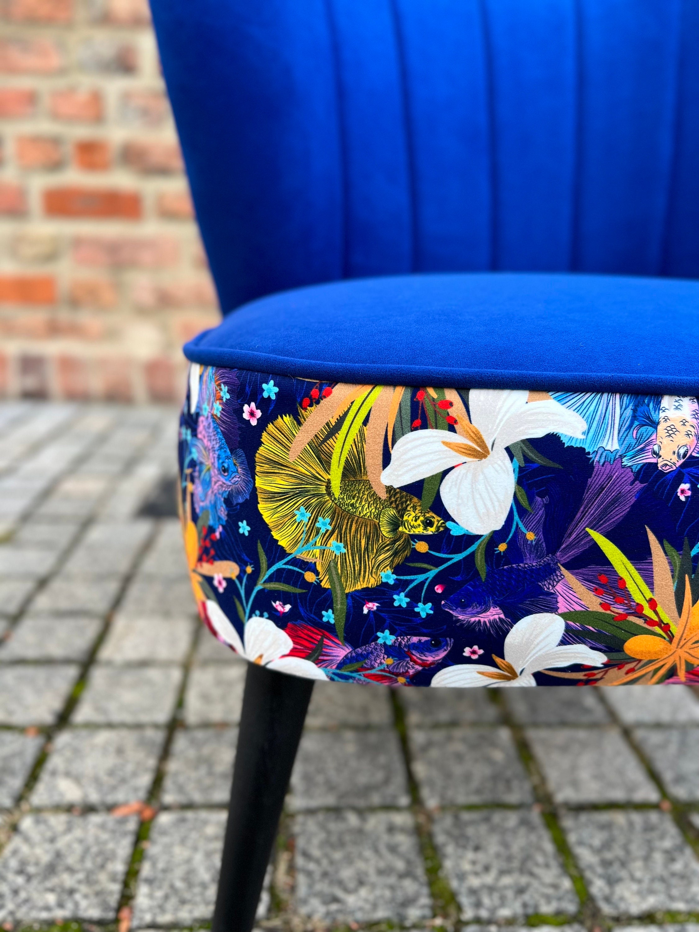 Armchair Fish Modern Design Blue Cocktail Chair - Etsy