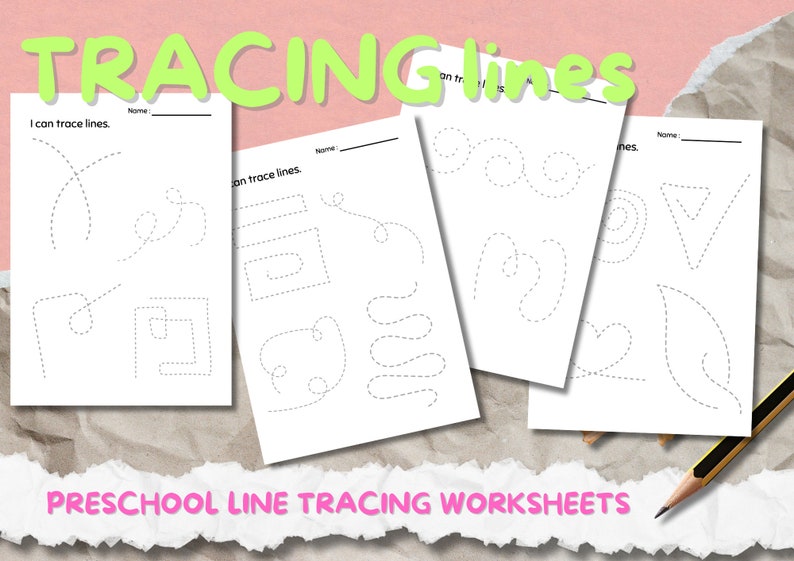 Preschool Line Tracing Worksheets, Line Trace Pages Printable, Home ...