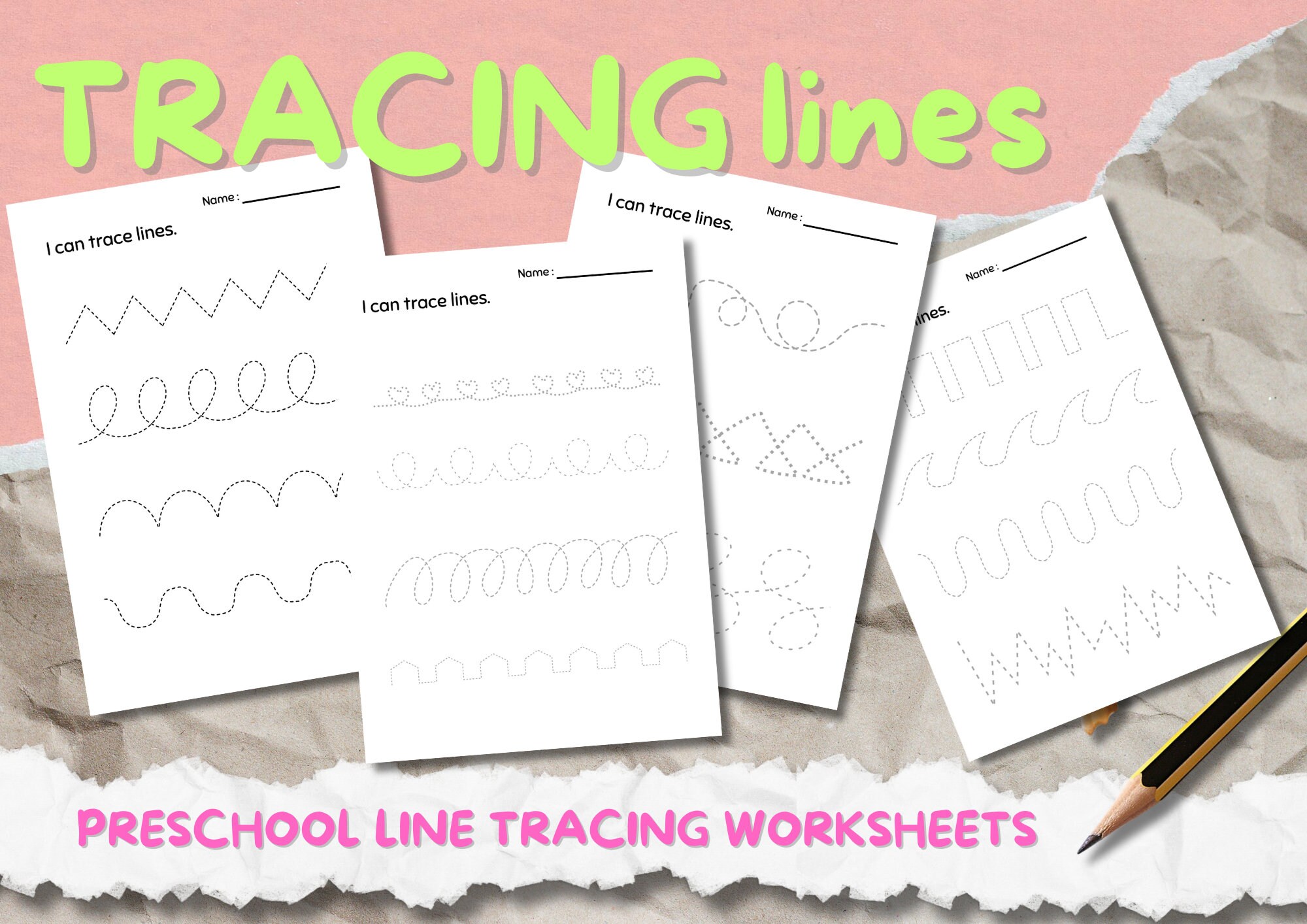 Preschool Line Tracing Worksheets, Line Trace Pages Printable, Home ...