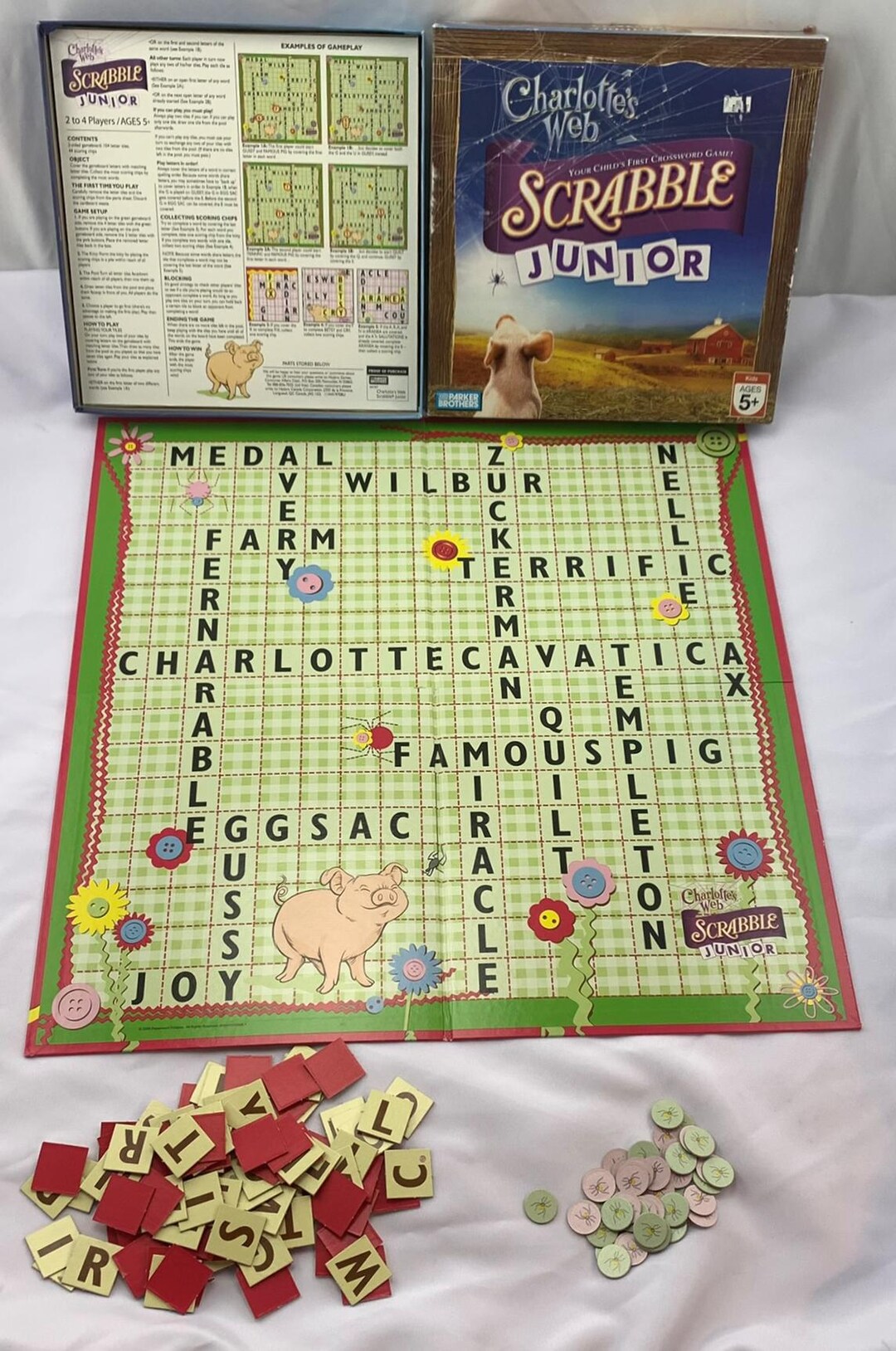 Scrabble Junior Charlottes Web Game by Hasbro Complete in Great ...
