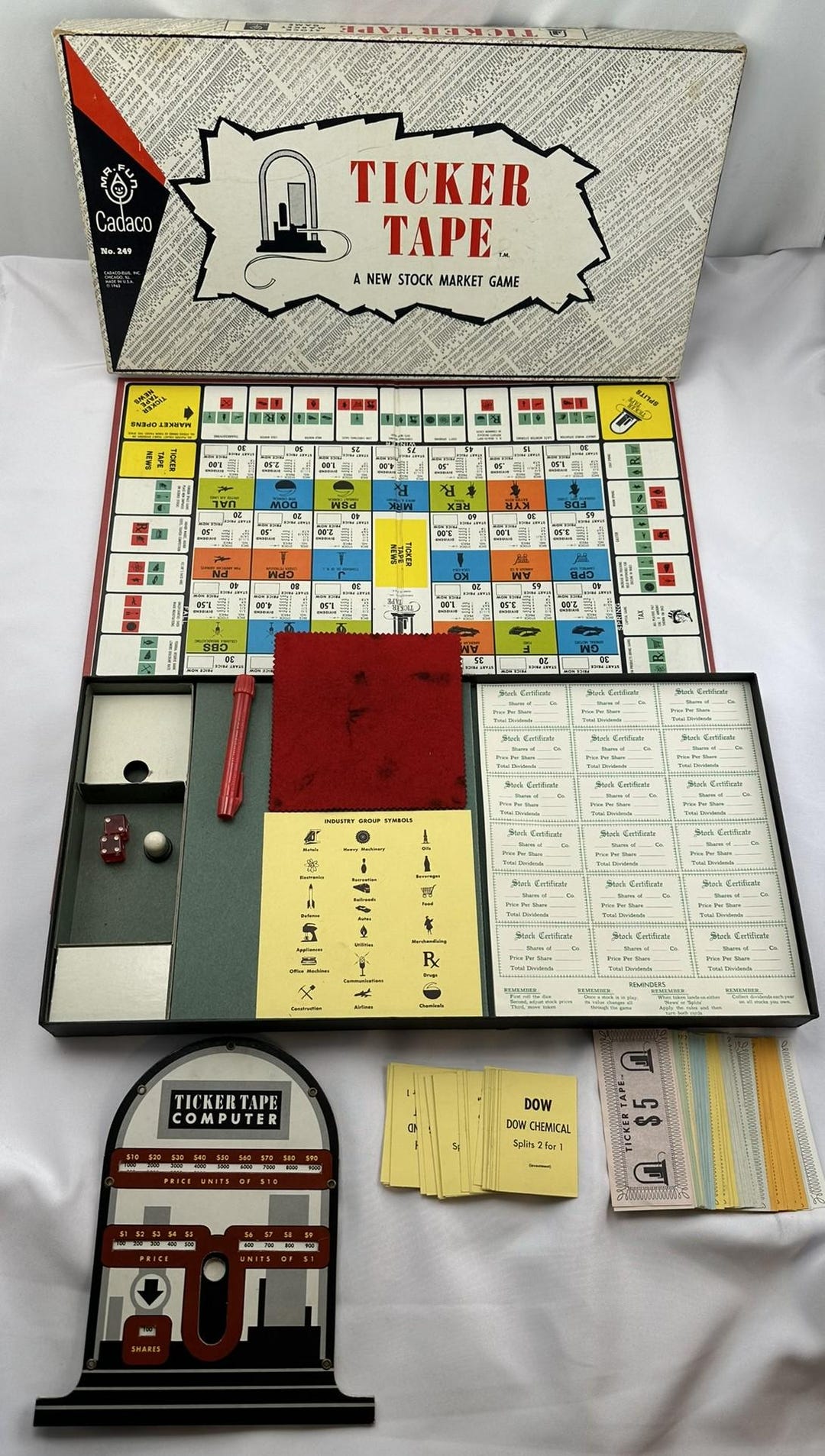 1960 Ticker Tape Stock Market Game by Cadaco Complete in Very Good ...