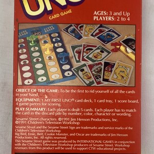 1992 Sesame Street My First Uno Game by Mattel Complete Great Condition ...