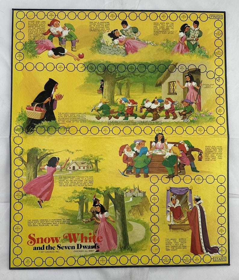 1977 Snow White and the Seven Dwarfs Game by Cadaco Complete Good ...