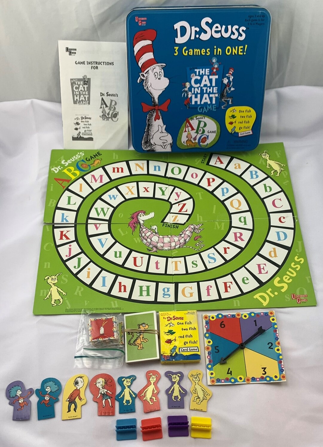 2000 Dr. Seuss Cat in the Hat, Fish, ABC 3 Games in 1 University Games ...
