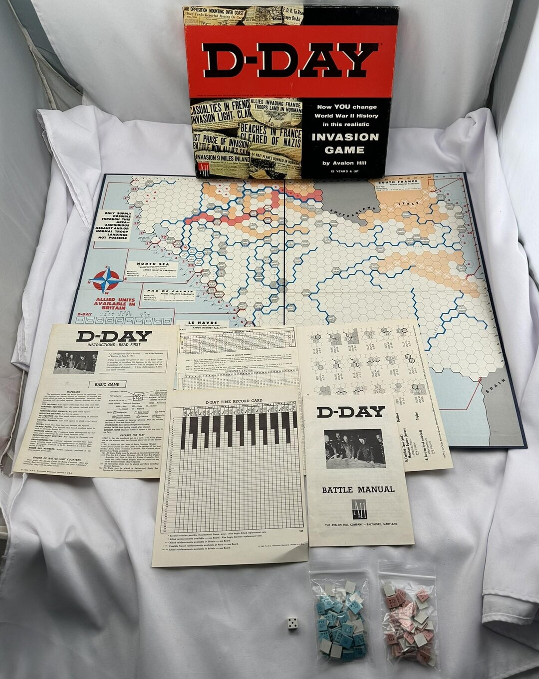 1961 D Day Game by Avalon Hill Complete in Good Condition FREE SHIPPING ...