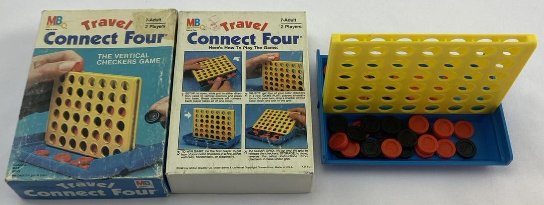 1982 Connect Four Travel Game by Milton Bradley Complete in Good Cond ...
