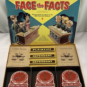 1961 Face the Facts Board Game by Lowell Complete in Very Good ...
