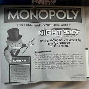 Night Sky Solar System Monopoly Complete in Great Condition FREE ...