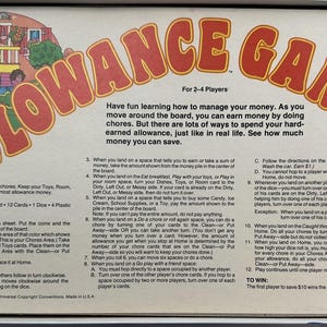 1979 Allowance Game by Milton Bradley Complete in Very Good Condition ...