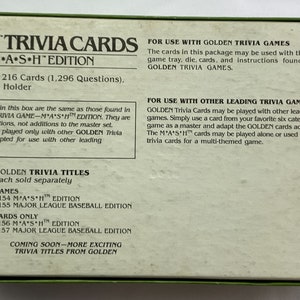1984 Golden Trivia Game: M.A.S.H. Edition Game Cards Only Some Sealed ...
