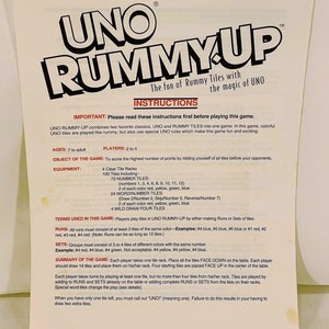 1993 Uno Rummy up Game by Mattel Complete in Great Condition FREE ...