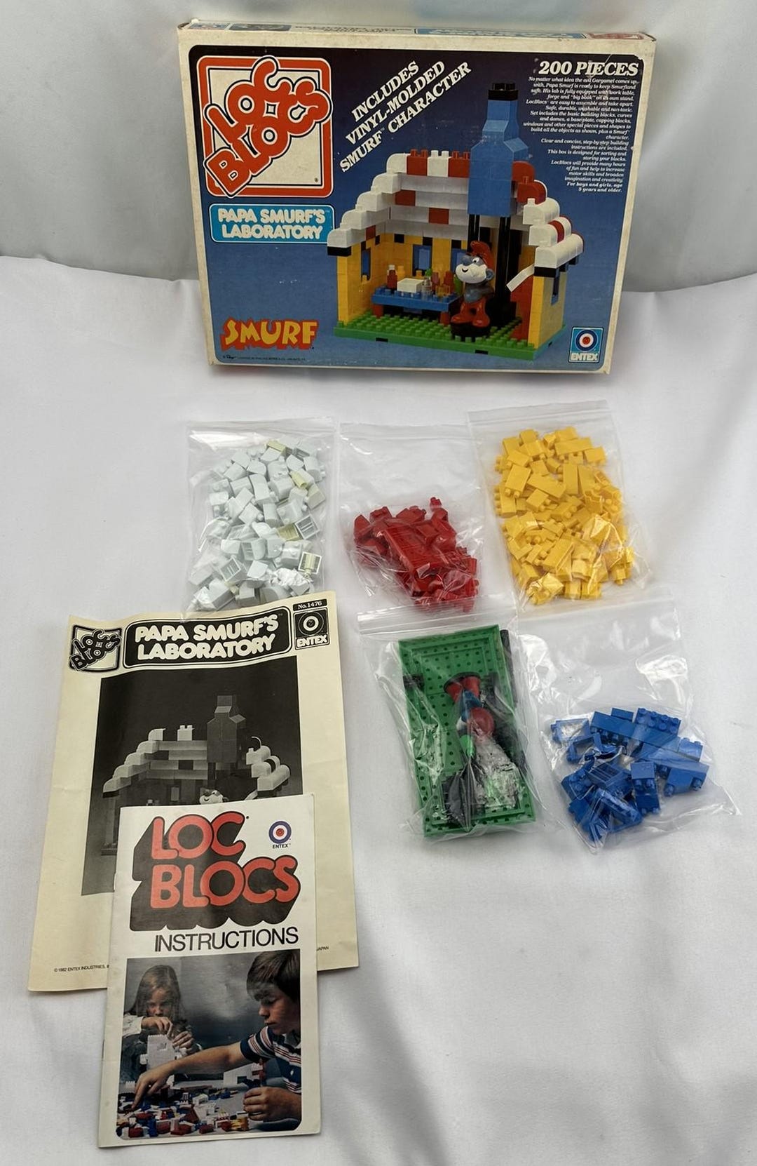 1982 Loc Blocs Papa Smurfs Laboratory Complete in Great Condition FREE ...