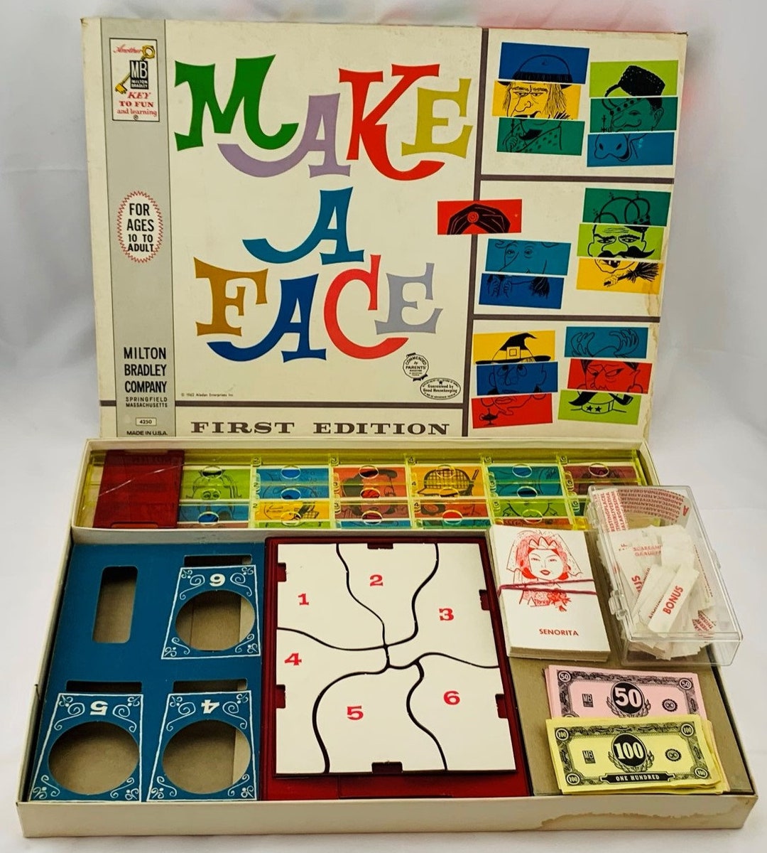 1962 Make a Face Game by Milton Bradley Complete in Great Condition ...