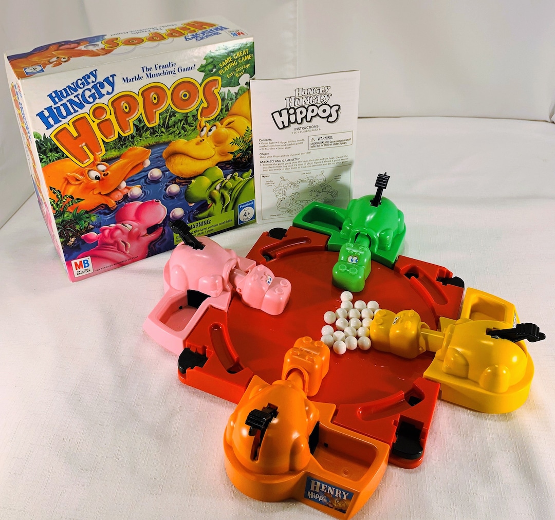 1998 Hungry Hungry Hippos Game by Milton Bradley Complete Great ...