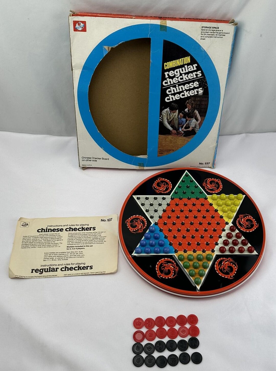 Vintage Ohio Art Chinese Checkers Glass Marbles No. 537 Great Condition ...
