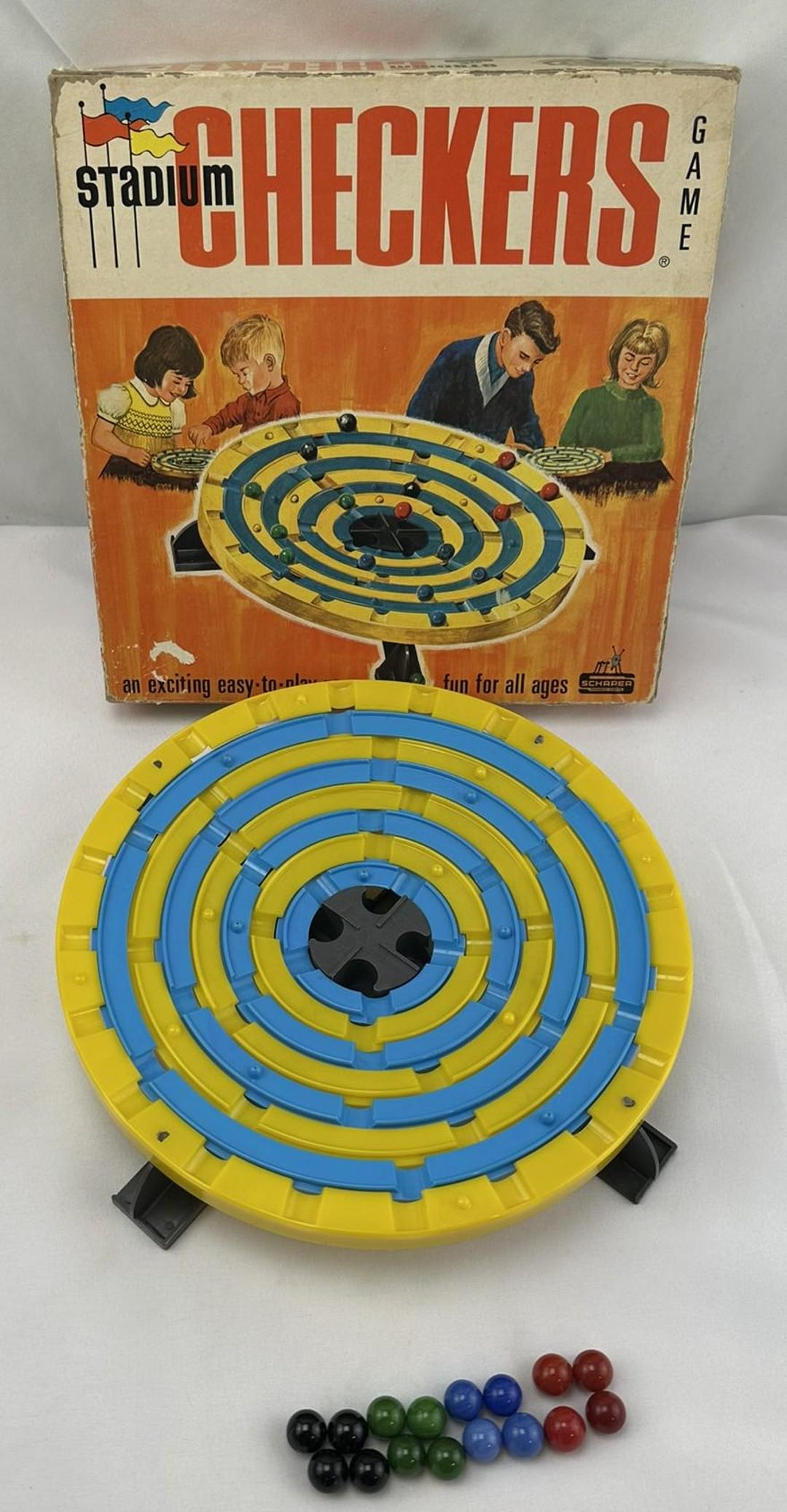 Vingtage Stadium Checkers Game by Schaper Complete in Good Condition ...