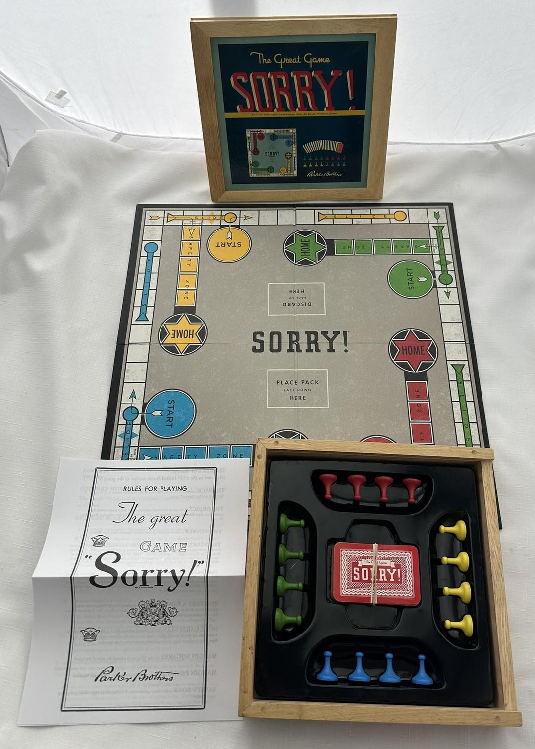 2002 Sorry Nostalgia Game Wood Box Parker Brothers Complete Great ...