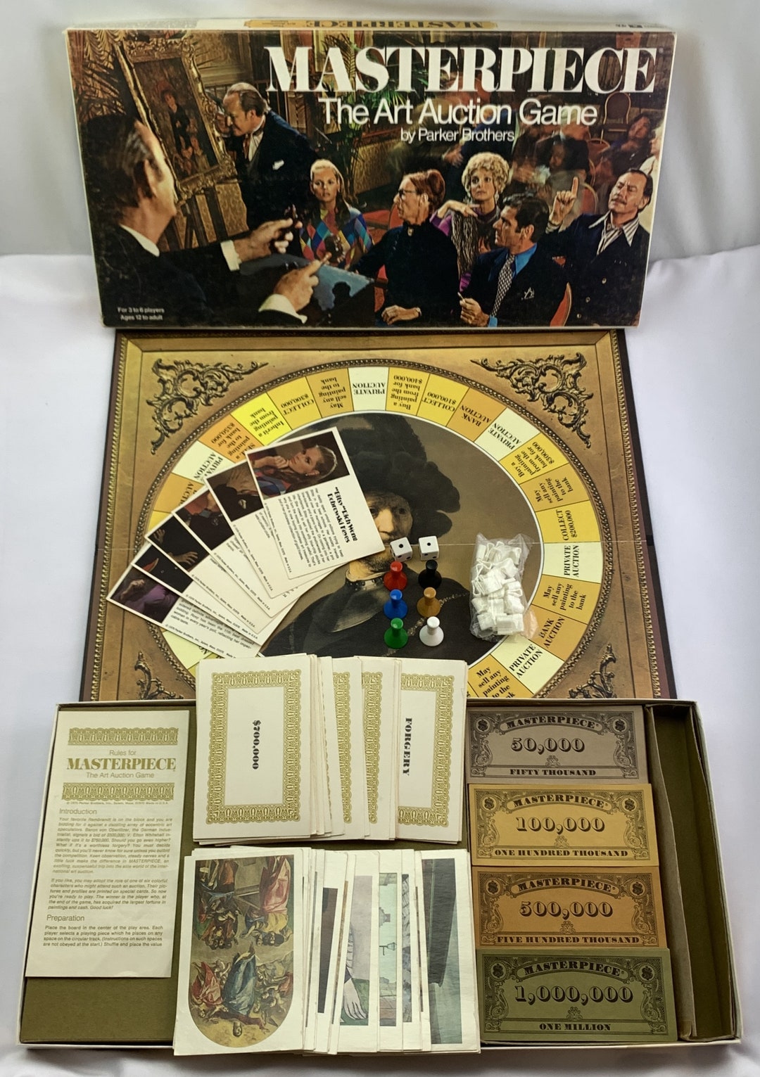 1970 Masterpiece Game Art Auction Game by Parker Brothers Complete Very ...