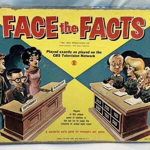 1961 Face the Facts Board Game by Lowell Complete in Very Good ...