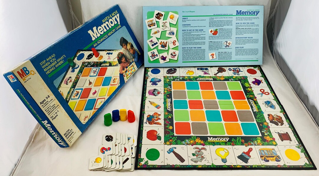 1986 Match & Move Memory Game Milton Bradley Complete in Great ...
