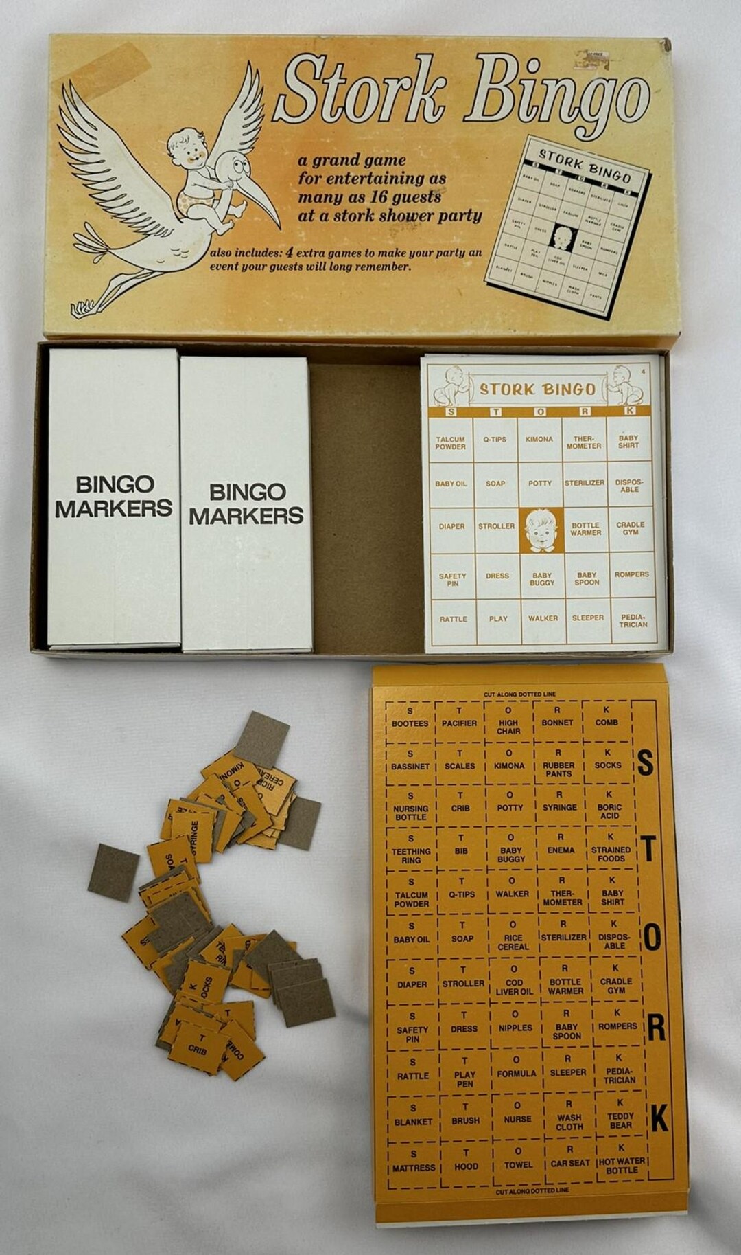 Vintage Stork Bingo Baby Shower Game Complete Great Condition FREE ...