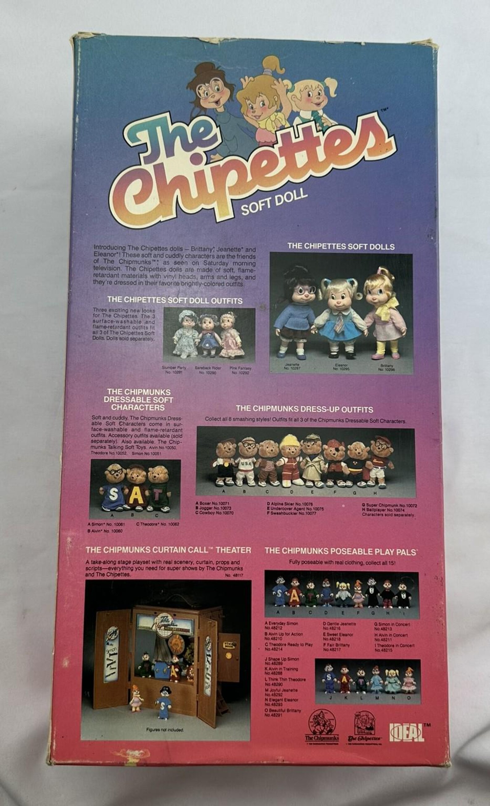 1984 the Chipettes Soft Doll Jeanette by Ideal Brand New in Box Mint ...