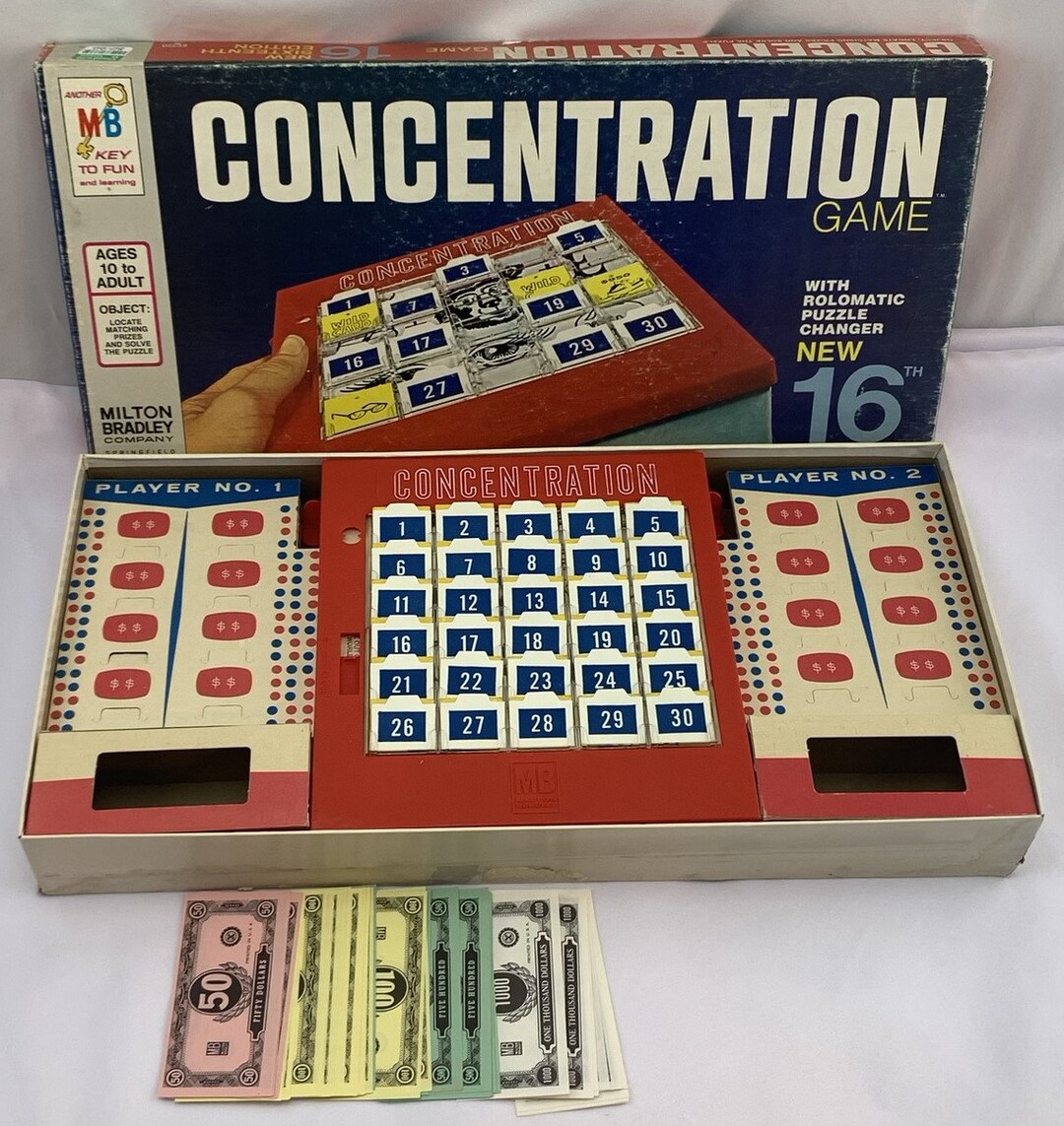 1973 Concentration Board Game 16th Edition by Milton Bradley Complete ...