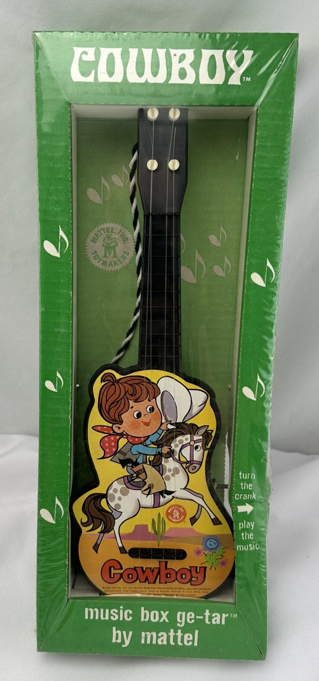 1968 Cowboy Ge Tar Music Box Mattel Brand New Sealed Works FREE ...