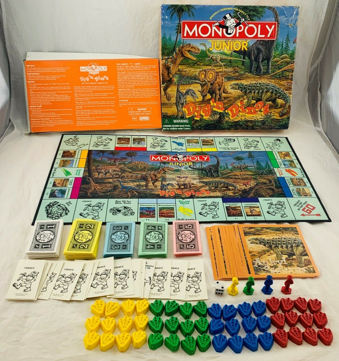 1998 Monopoly Junior Dig'n Dinos Parker Brothers Complete Great ...