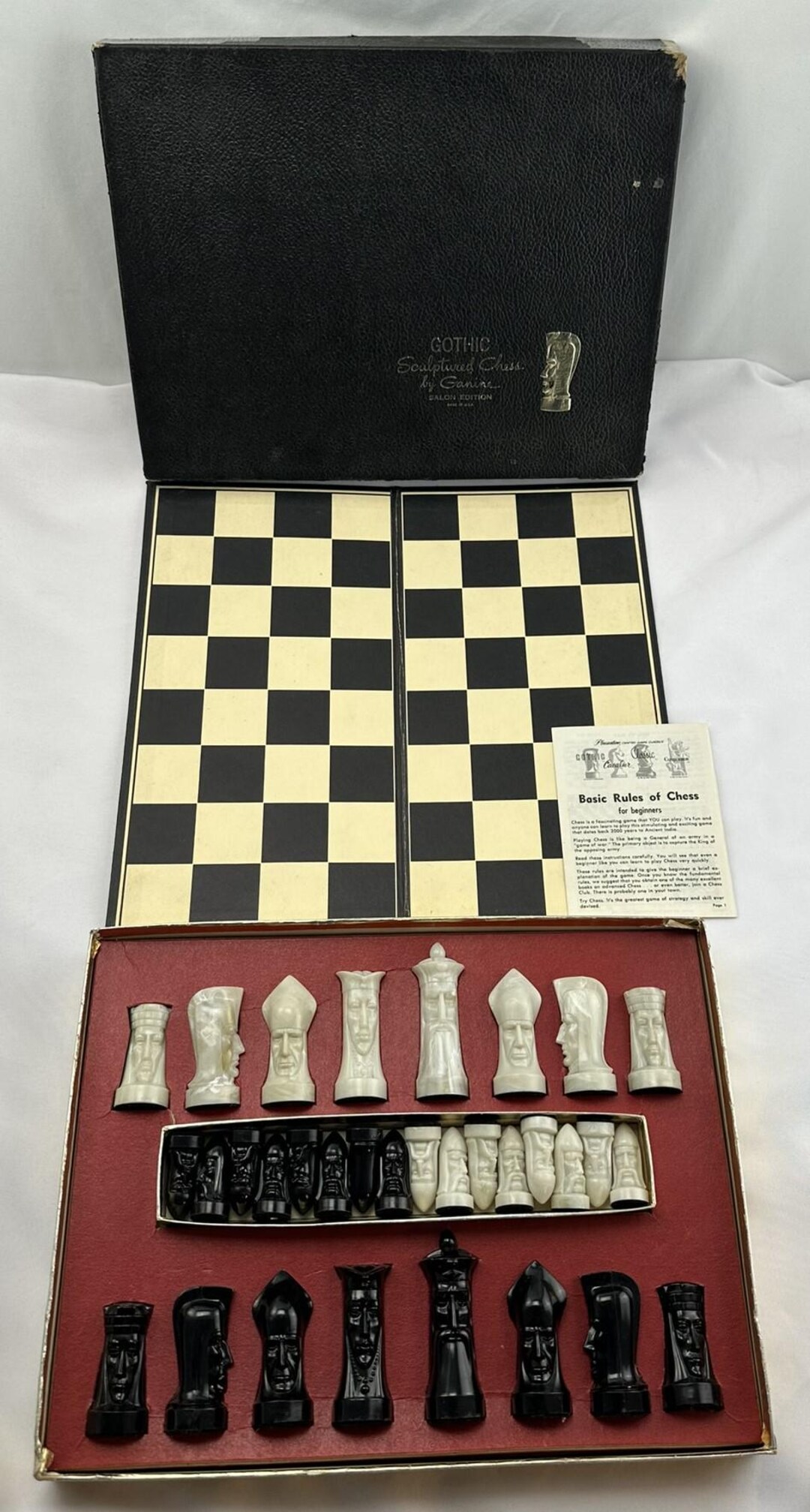 1957 Ganine Gothic Chess Set Salon Edition by Pacific Game Co Complete ...