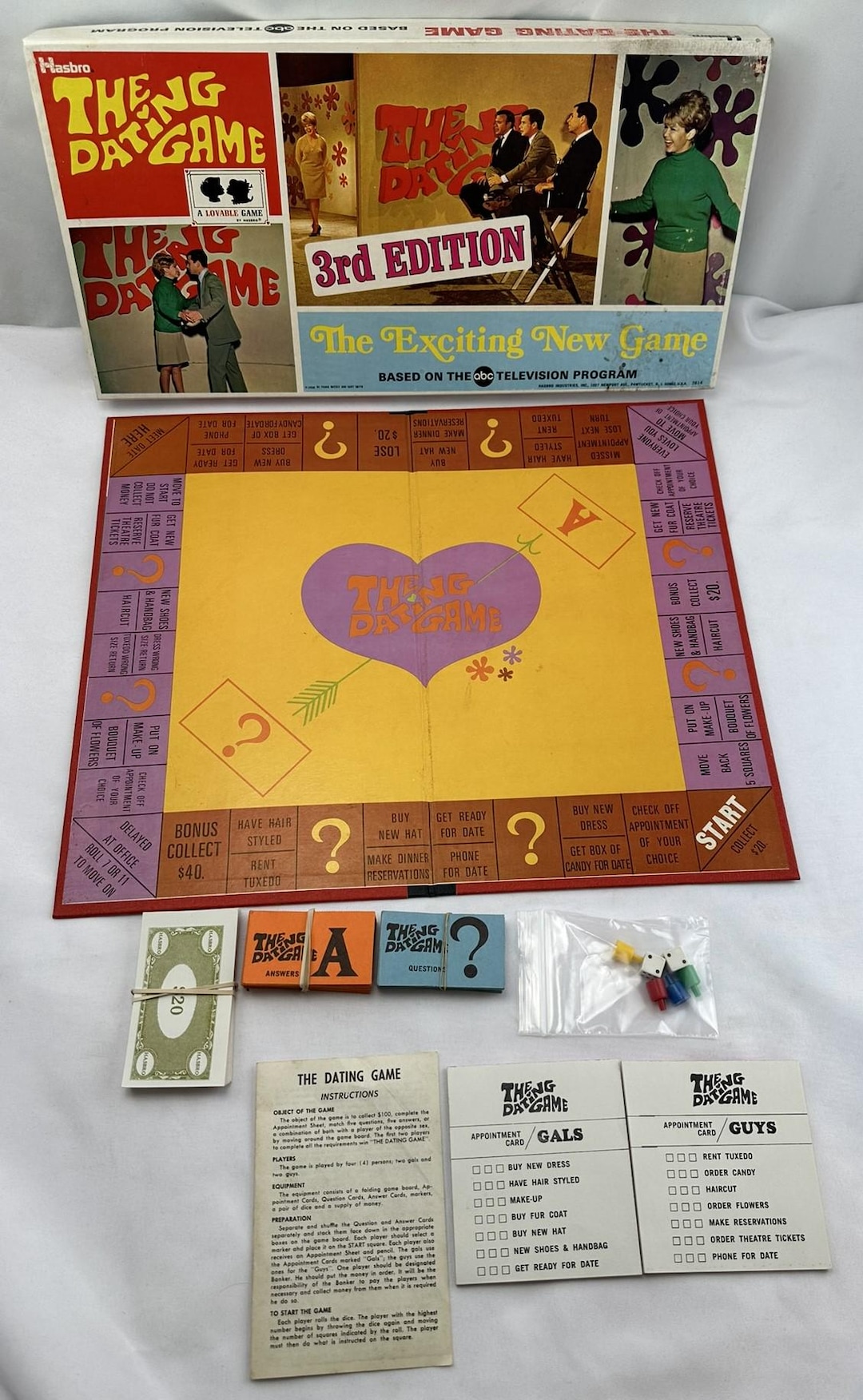 1968 the Dating Game by Hasbro 3rd Edition Complete in Great Condition ...