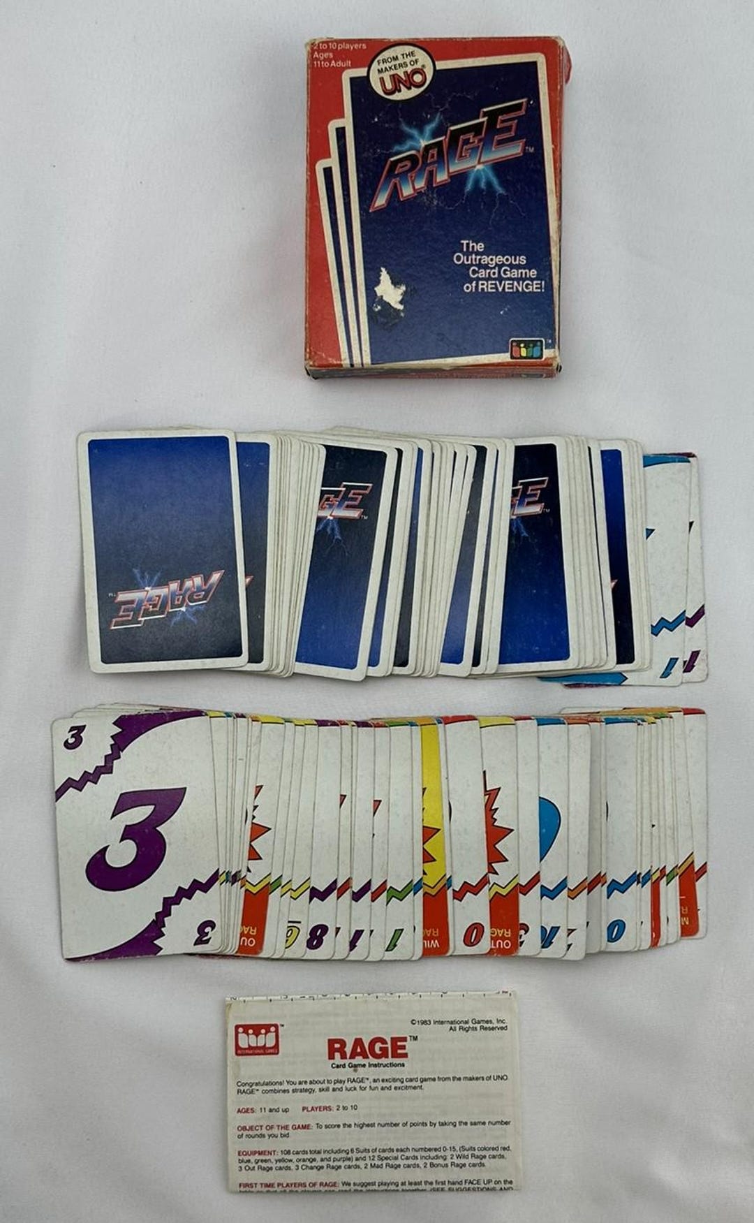 1983 Rage Card Game by Uno International Games Complete in Very Good ...