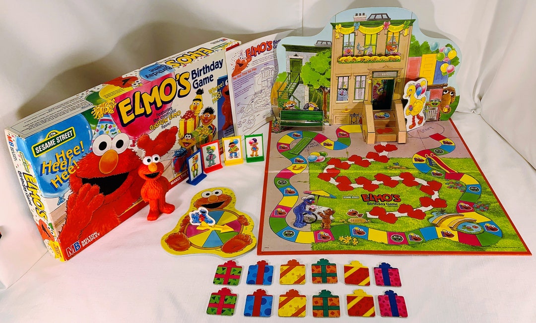 1997 Elmo's Birthday Game by Milton Bradley Complete in Great Condition ...
