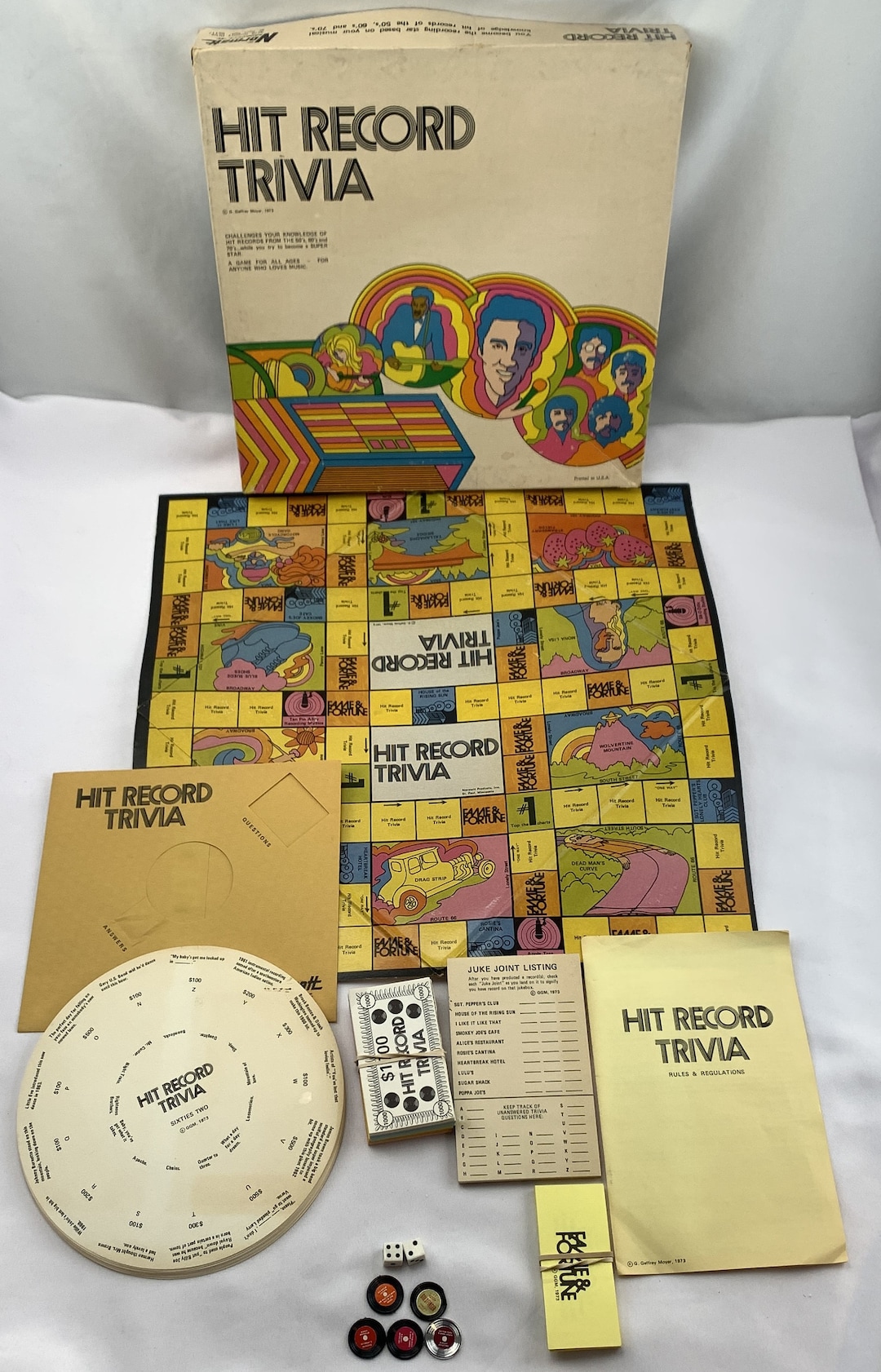1973 Hit Record Trivia Board Game Complete in Good Condition Rare FREE ...