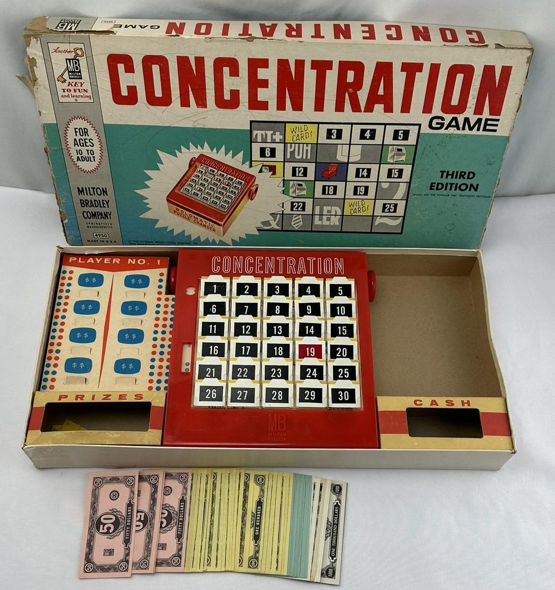 1962 Concentration Board Game 3rd Edition Milton Bradley Complete Good ...