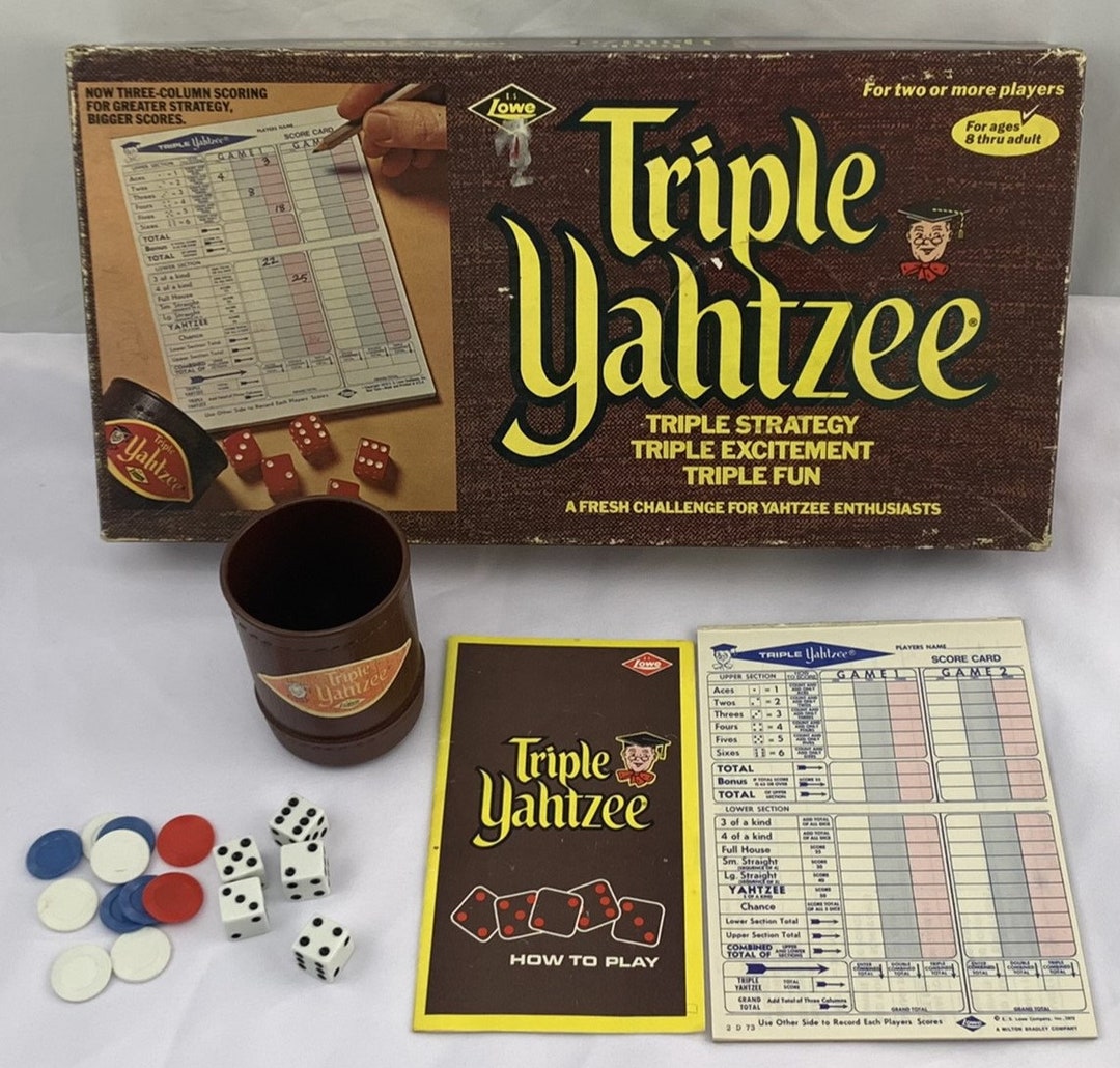 1972 Triple Yahtzee Game by E.S. Lowe Complete in Good - Etsy