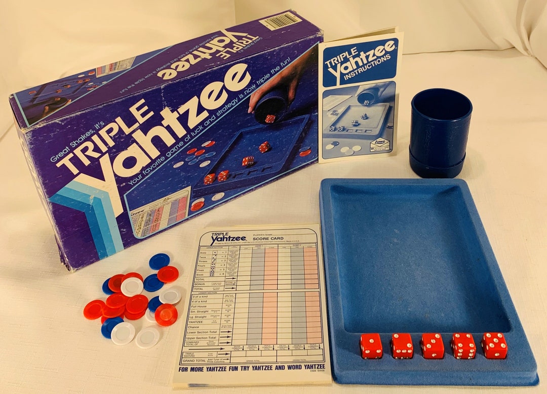 1991 Triple Yahtzee Game by Milton Bradley Complete in Very Good ...
